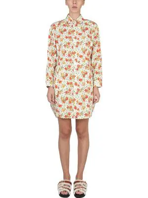 Marni Floral Print Cotton Shirt Dress - Multicolour