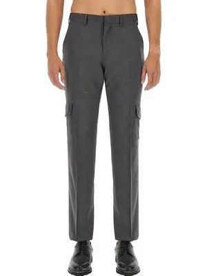 LARDINI Tailored Wool Blend Cargo Pants - Grey