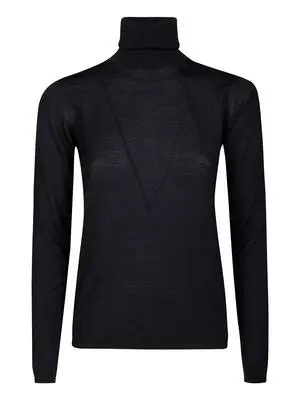 Max Mara High Neck Knit Top - Blu