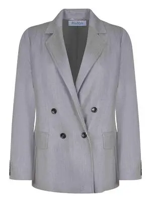 Max Mara Elegant Virgin Wool Double-breasted Jacket - Medium Grey
