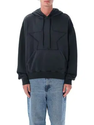 MAISON MARGIELA Hooded Cotton Sweatshirt With Star Detail - Black