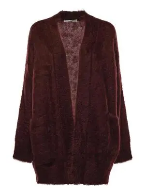 Max Mara Brushed Knit Open Front Cardigan - Cherry