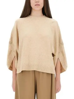 Max Mara Wool Cashmere Blend Split Sleeve Sweater - Beige