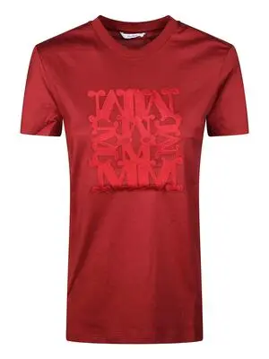 Max Mara Red Embellished Crewneck T-shirt - Rosso