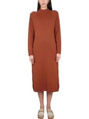 ALYSI High Neck Raglan Sleeve Wool Dress - Multicolour
