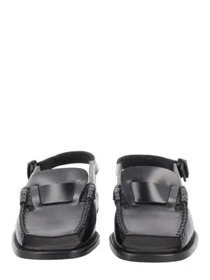 HEREU HEREU Leather Slingback Moc Toe Loafers