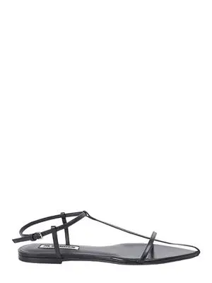 JIL SANDER Luxe Leather Flat Sandals - Black