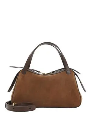 JIL SANDER Suede And Calf Leather Shoulder Bag - Brown