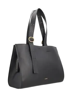 JIL SANDER Leather Tote Bag With Adjustable Shoulder Strap - Black