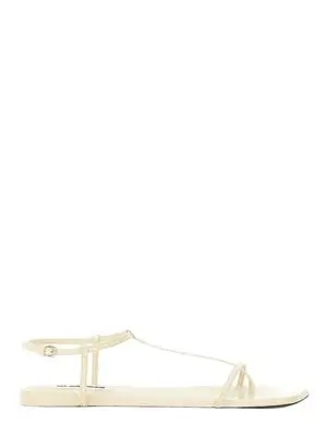 JIL SANDER Flat Leather Sandals - Ivory