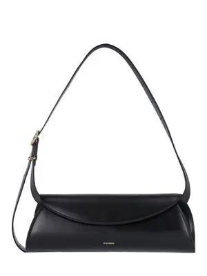 JIL SANDER Large Cannolo Leather Shoulder Bag - Black