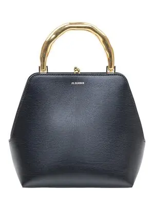 JIL SANDER JIL SANDER Mini Square Leather Handbag With Gold Tone Hoop Handle