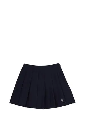 Sporty & Rich Pleated Mini Skirt With Logo Detail - Blue