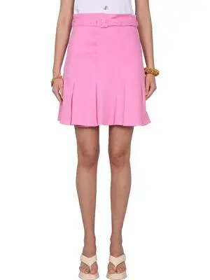 PATOU PATOU Bouclé Belted Mini Skirt With Pleats Pink