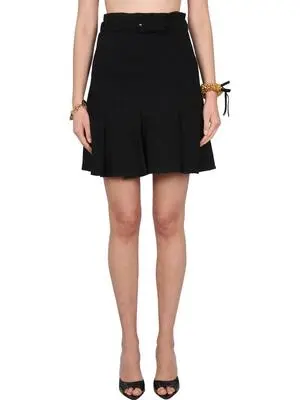 PATOU Pleated Skirt With Belted Waist - Black