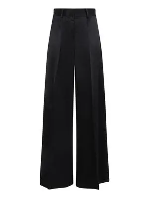 JIL SANDER Wide Leg Viscose Trousers - Black