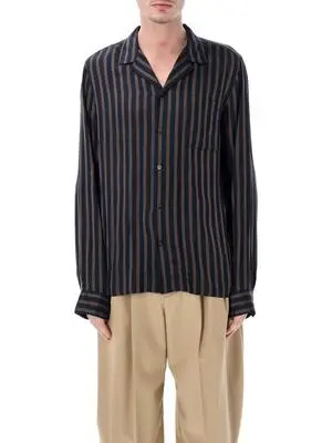Dries Van Noten Oversized Striped Long Sleeve Shirt - Blue