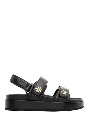Tory Burch Low Heel Embellished Closure Sandals - Nero