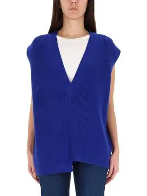 ZONA20 MILANO Merinos Wool V-neck Vest - Blue