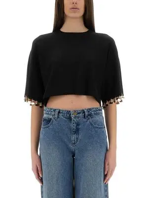 Rabanne RABANNE Knitted Cropped T-Shirt Black
