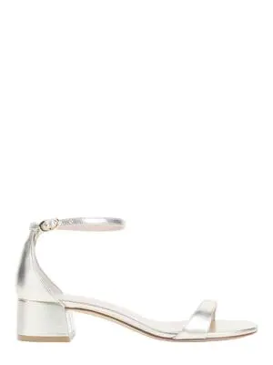 STUART WEITZMAN STUART WEITZMAN 35mm Leather Block Heel Sandals Metallic