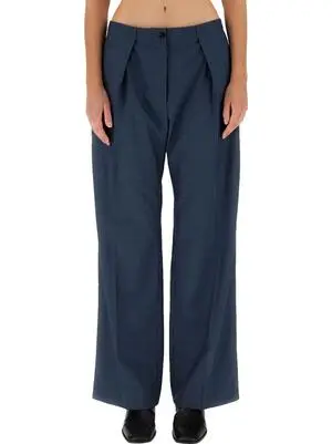 Acne Studios Wool Trousers With Button Closure - Blue