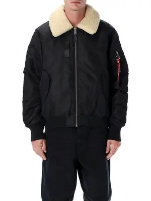 Alpha Industries B-15 Bomber Jacket With Teddy Collar - Black