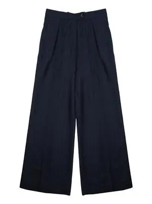 NINE:INTHE:MORNING Tailored Wide Leg Pinstriped Trousers - Blue