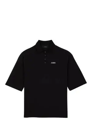 Amiri Oversized Polo Shirt With Embroidered Logo - Nero