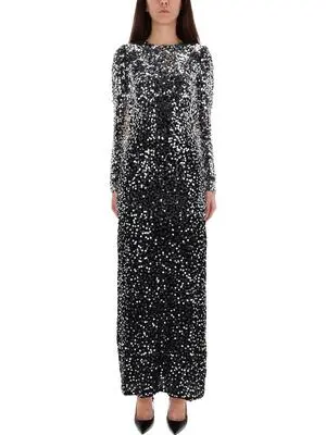Rabanne Sequin Ombre Effect Long Dress - Black