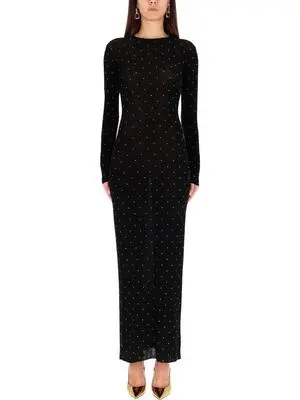 Rabanne Embellished Long Sleeve Maxi Dress - Black