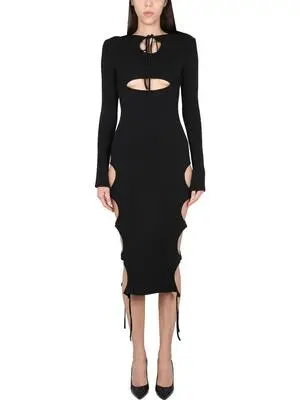 ANDREĀDAMO Cut-out Detail Knitted Midi Dress - Black