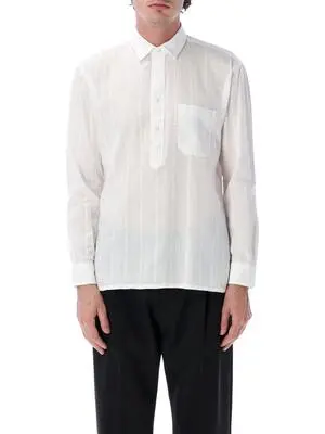 SALVATORE PICCOLO Long Sleeve Striped Cotton Shirt With Chest Pocket - White