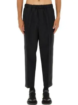 JIL SANDER Wool Gabardine Tapered Trousers - Black