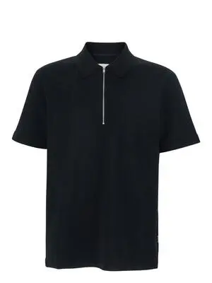 JIL SANDER Zip-front Short-sleeve Polo Shirt - Black