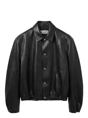 JIL SANDER Blouson Jacket In 100% Bovine Leather - Black