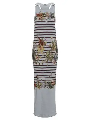 JEAN PAUL GAULTIER Striped Maxi Dress With Floral Print - Multicolour