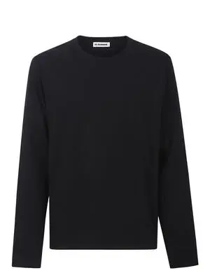 JIL SANDER Striped Long Sleeve Cotton T-shirt - Black