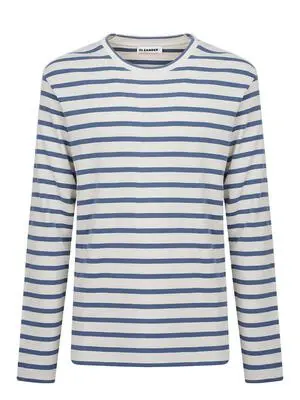 JIL SANDER Striped Long Sleeve Cotton T-shirt - Cornsilk