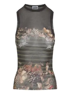 JEAN PAUL GAULTIER Mesh Floral Print Tank Top - Multicolour