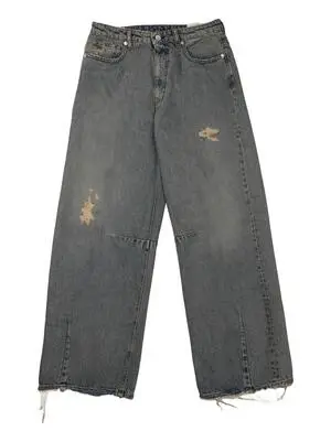 NINE:INTHE:MORNING NINE:INTHE:MORNING Distressed Wide Leg Denim Trousers