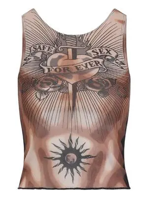 JEAN PAUL GAULTIER Tattoo Print Sleeveless Top - Multicolour