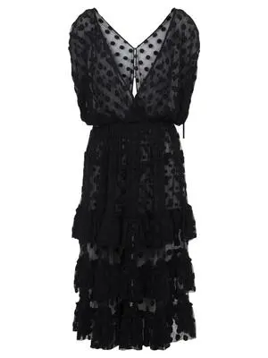Dries Van Noten Polka Dot Tiered Midi Dress - Black