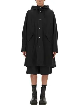 JIL SANDER Logo Detail Parka Coat - Black