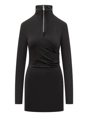 Attico Long Sleeve Zip-up Dress - Black
