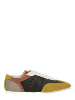 Marni Lace-up Leather And Suede Sneakers - Multicolour