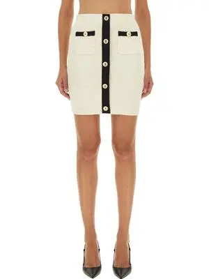 SELF-PORTRAIT Sequin Knit Mini Skirt - Ivory