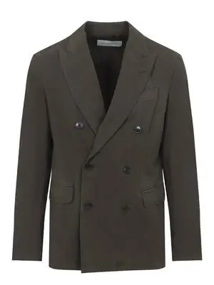 Dries Van Noten Double-breasted Cotton Blend Jacket - Green