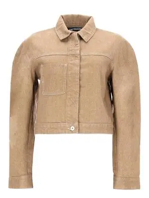 Jacquemus Single Breasted Cropped Waistcoat - Beige