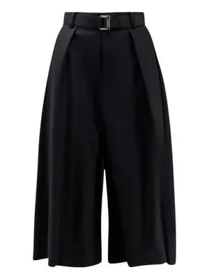Sacai Wool Blend Bermuda Shorts With Belt - Black